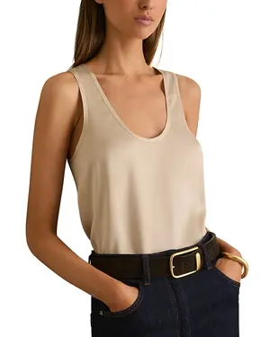 REISS Fion Square-neck Compact-knit Vest - Neutral