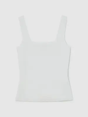 REISS Fion Square-neck Compact-knit Vest - White
