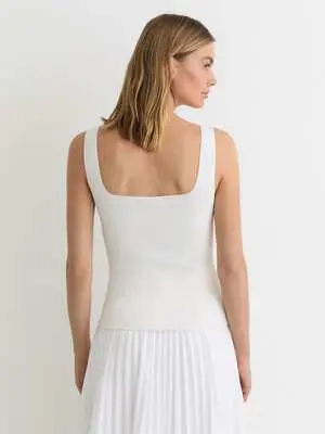 REISS Fion Square-neck Compact-knit Vest - White