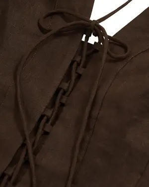 REISS Amelia Tie Detailed Midi Dress - Chocolate