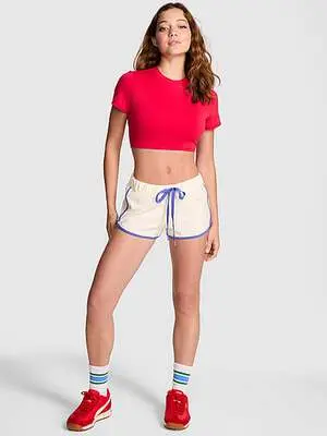 Pink Soft Modal Micro Shorts - Beige