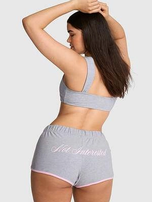 Pink Soft Modal Micro Shorts - Grey