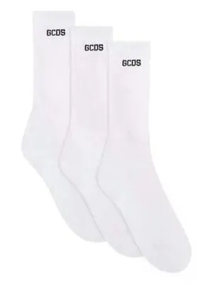 Gcds Logo Jacquard Socks - White