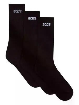 Gcds Logo-jacquard Socks - Black