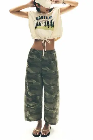 PILCRO Izzie Relaxed Printed Barrel Pants