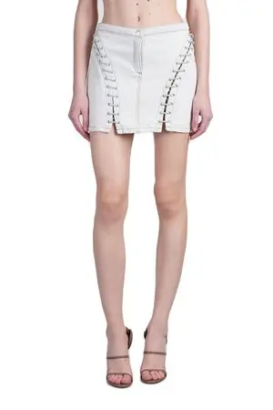 Blumarine Lace Detailed Denim Mini Skirt - Blue