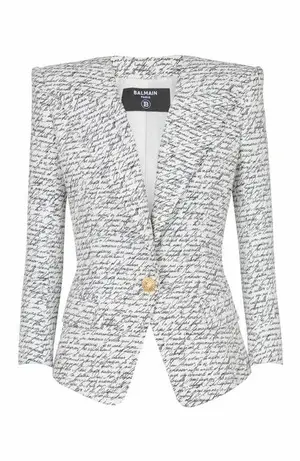 Balmain Single-button "love Letter" Print Jacket - White