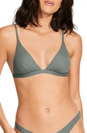 VITAMIN A® Moss Rib Triangle Bikini Top - Green