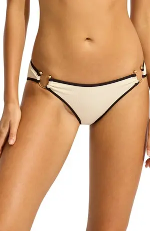 Seafolly Ring Hipster Bikini Bottom - Ecru