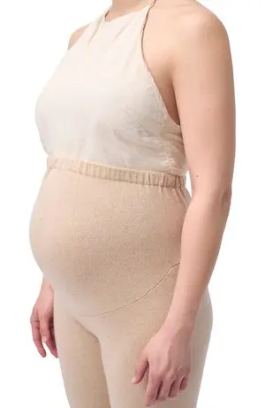 Gobi Cashmere Maternity Knit Pants - Beige