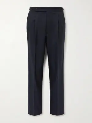 STOFFA Straight-leg Pleated Wool Suit Trousers - Blue