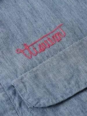 Visvim Keesey Convertible-collar Logo-embroidered Cotton And Silk-blend Chambray Shirt