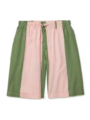 KARDO Milo Straight-leg Striped Cotton-jacquard Shorts