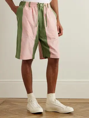 KARDO Milo Straight-leg Striped Cotton-jacquard Shorts