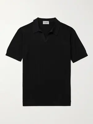 John Smedley Noah Sea Island Cotton Polo Shirt - Black