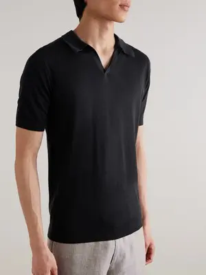 John Smedley Noah Sea Island Cotton Polo Shirt - Black
