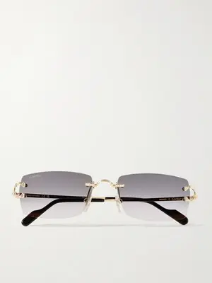 Cartier Signature C Rimless Square Sunglasses - Gold