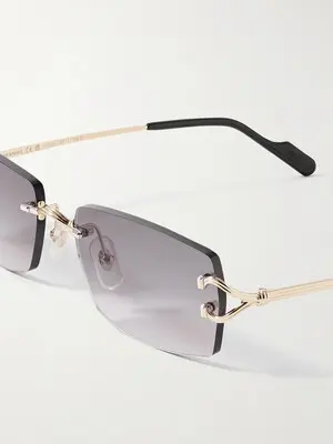 Cartier Signature C Rimless Square Sunglasses - Gold