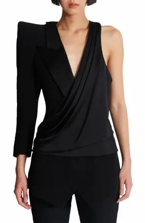 Balmain Asymmetric Jacket With Structured Shoulder