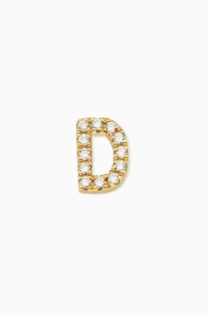 ORADINA 14k Gold Diamond Initial Stud Earring Yellow Gold - D