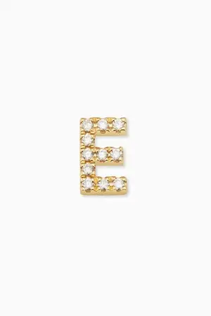 ORADINA 14k Gold Diamond Initial Stud Earring - Yellow Gold - E