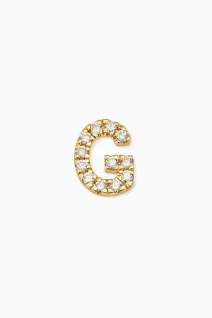 ORADINA 14k Gold Diamond Initial Stud Earring - Yellow Gold - G