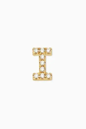 ORADINA 14k Gold Diamond Initial Stud Earring - Yellow Gold - I