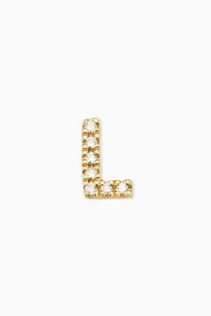 ORADINA 14k Gold Diamond Initial Stud Earring - Yellow Gold - L