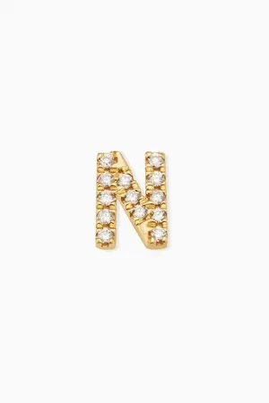 ORADINA 14k Gold Diamond Initial Stud Earring - Yellow Gold - N