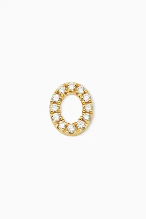 ORADINA 14k Gold Diamond Initial Stud Earring - Yellow Gold - O