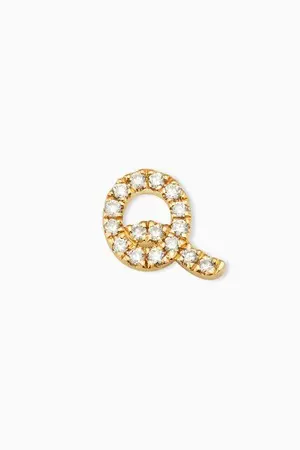ORADINA 14k Gold Diamond Initial Stud Earring - Yellow Gold - Q