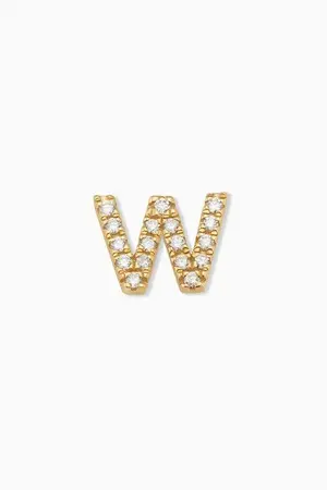 ORADINA 14k Gold Diamond Initial Stud Earring Yellow Gold - W