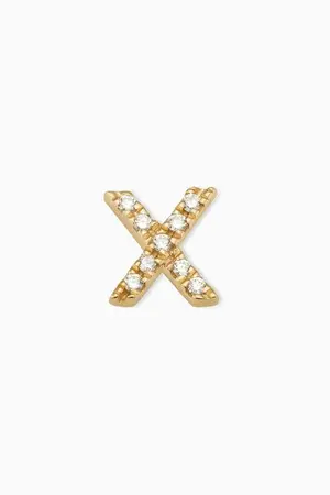 ORADINA 14k Gold Diamond Initial Stud Earring Yellow Gold - X