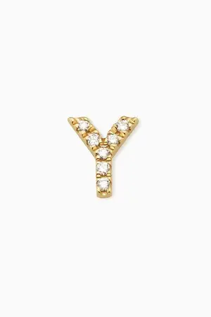 ORADINA 14k Gold Diamond Initial Stud Earring - Yellow Gold - Y