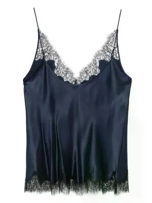 Carine Gilson Silk Satin Top - Blue