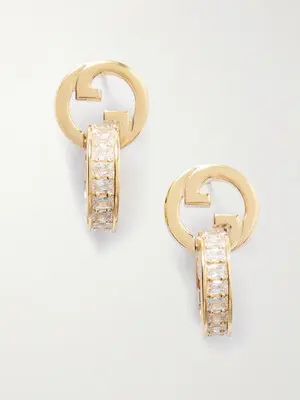Gucci Blondie Crystal Hoop Earrings - Gold