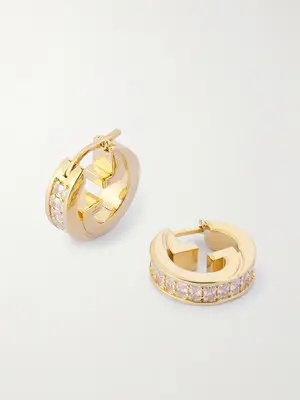 Gucci Blondie Crystal Hoop Earrings - Gold