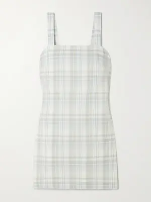 Theory Checked Cotton And Linen-blend Mini Dress - Multi
