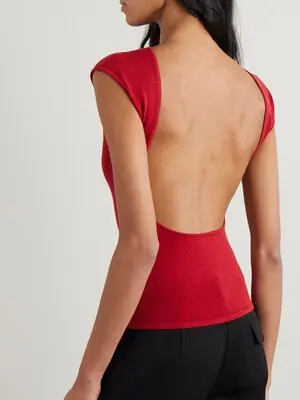 ST. AGNI Backless Tencel™ Lyocell-blend Jersey Top - Red