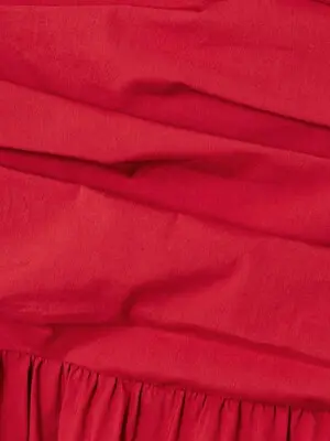 ST. AGNI Strapless Tie-back Crinkled Cotton-blend Maxi Dress - Red