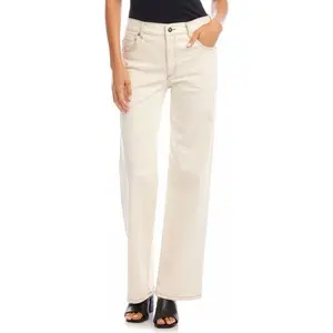 Karen Kane High Waist Wide Leg Jeans - Natural