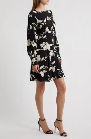 LIPSY Floral Print Long Sleeve Minidress