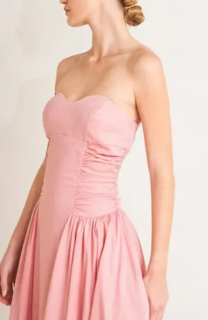 FREEMARKET Strapless Cotton Blend Midi Sundress