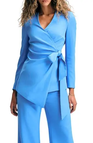 ISAAC MIZRAHI NEW YORK Wrap Blazer - French Blue