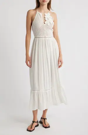 LIPSY Crochet Ruffle Hem Maxi Dress
