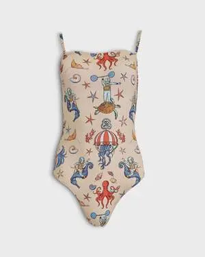 Vilebrequin Bustier Printed One-piece Swimsuit - Beige