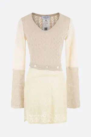 MARINE SERRE Crochet Minidress - Cloud Cream