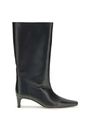 Staud Wally Leather Mid-Calf Boots - Black