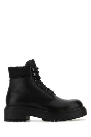 Prada Leather Ankle Boots - Black