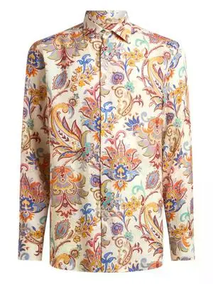 Etro Paisley-print Linen Shirt - Neutrals